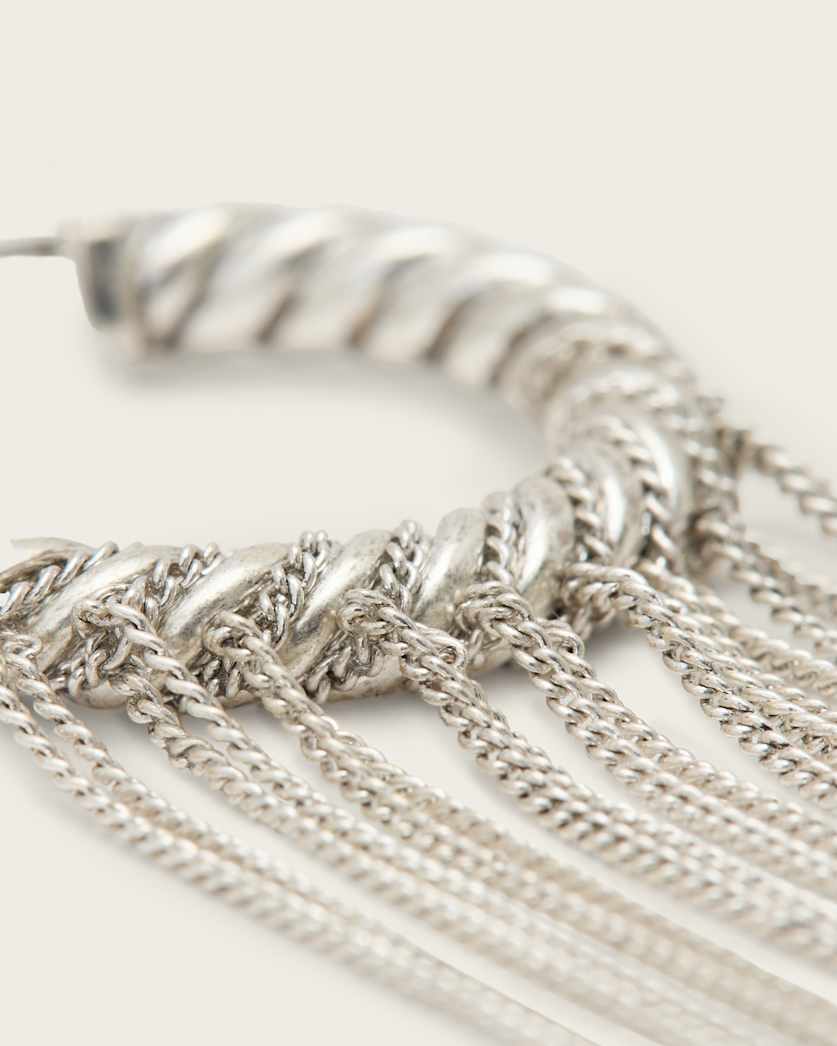 Nia Drop Chain Hoop Earrings WARM SILVER | ALLSAINTS US